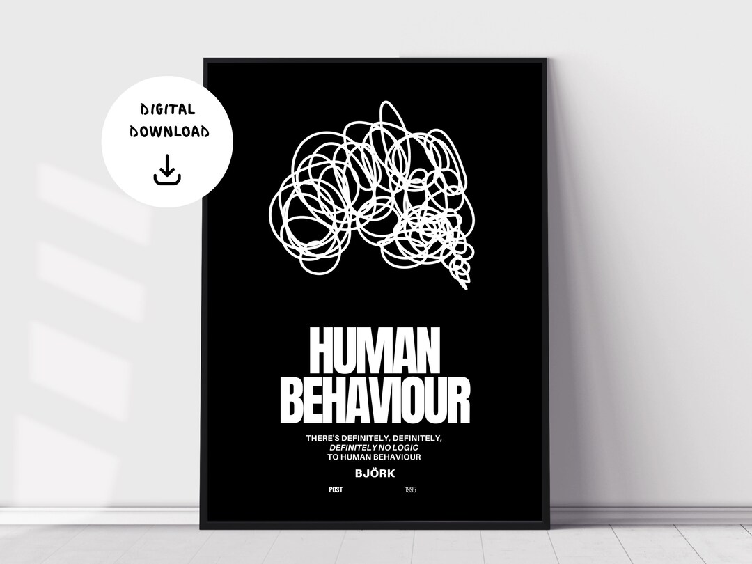 Björk, Human Behaviour, Digital Download Music Print, Minimal Music ...