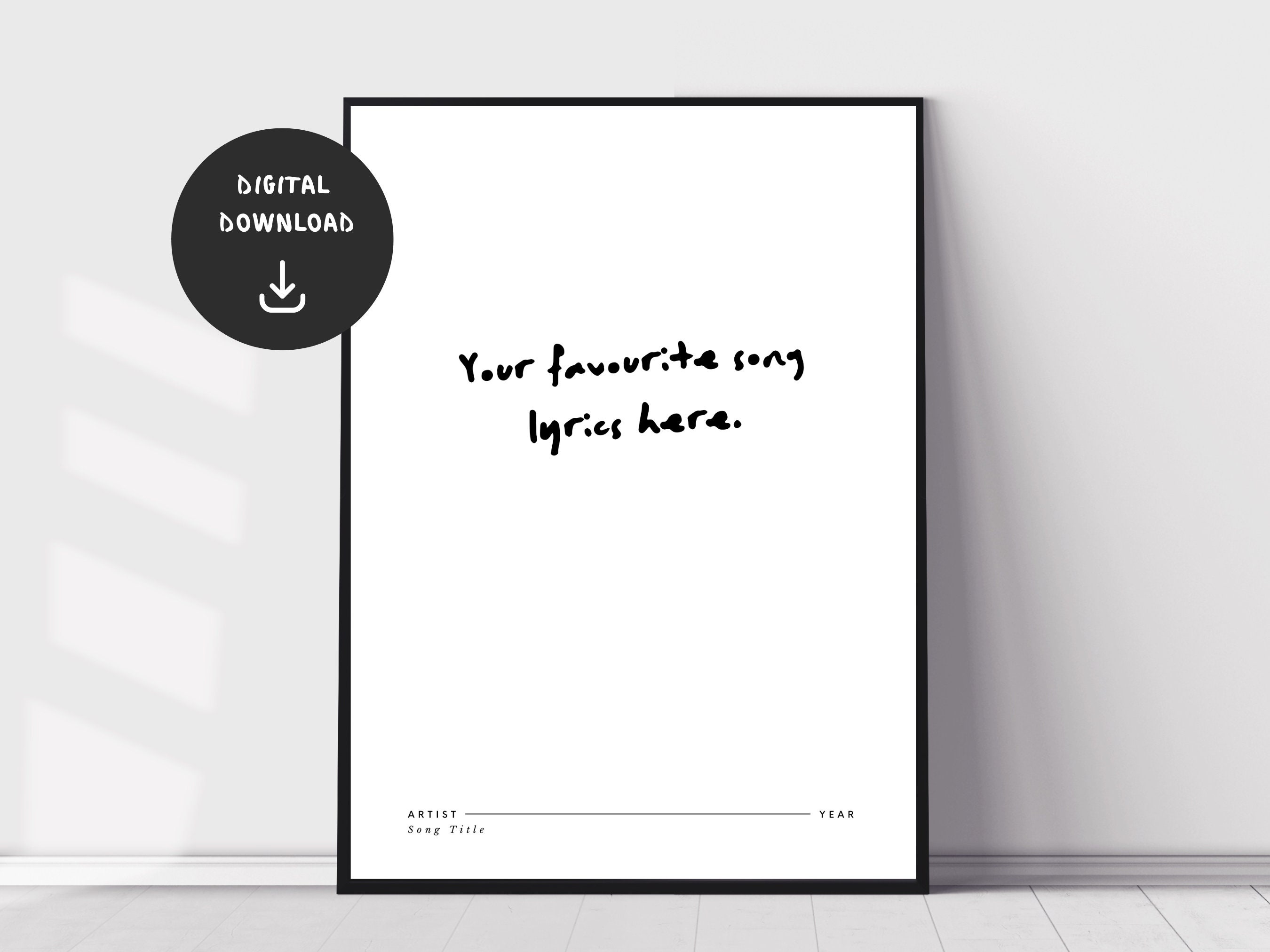 Personalised Song Lyrics Print, Custom Lyrics Poster, Favourite Song ...