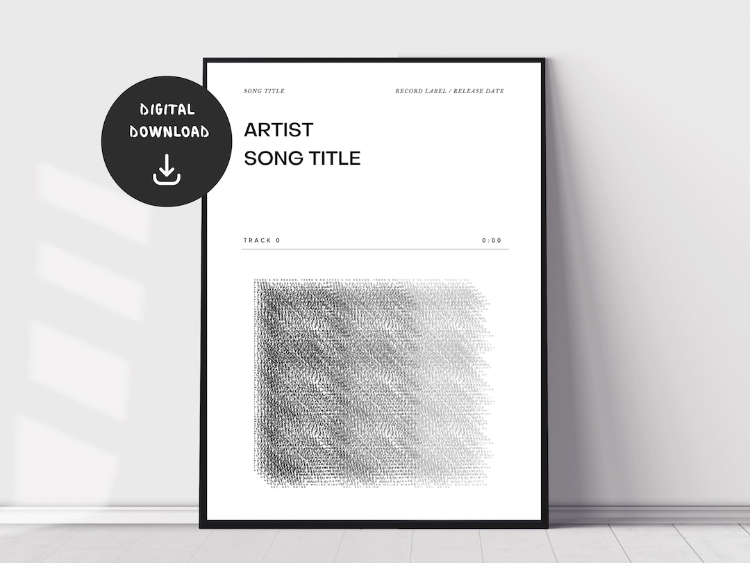 Personalised Lyrics Poster Digital Wall Art | Custom DIY Printable ...