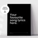 Personalised Song Lyrics Print Custom Lyrics Poster - Etsy