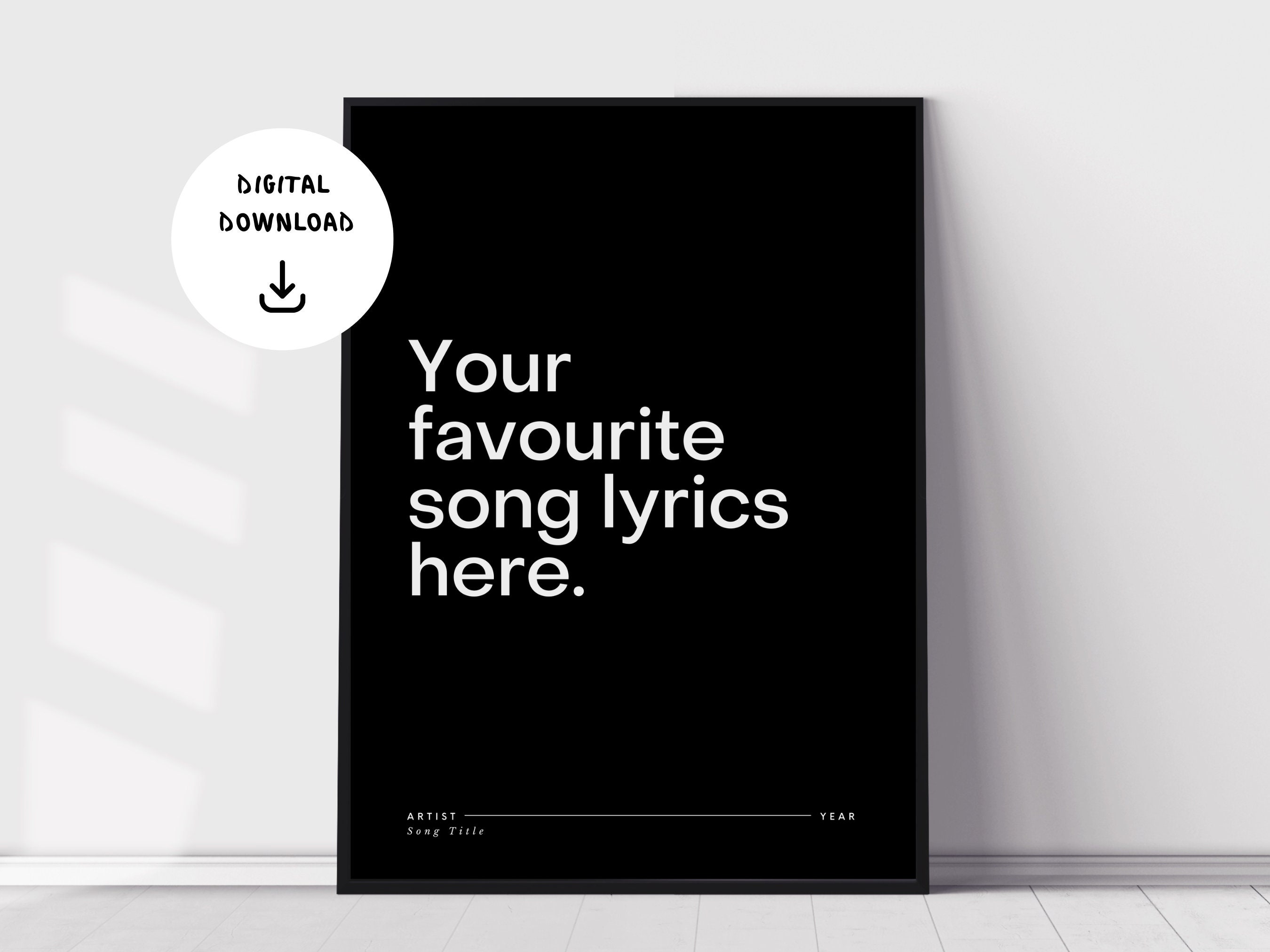 Personalised Song Lyrics Print, Custom Lyrics Poster, Favourite Song ...