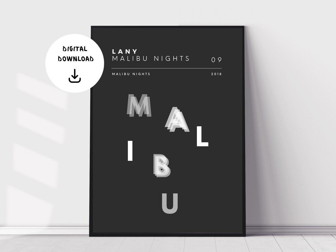 Lany, Malibu Nights, Music Wall Print, Minimal Music Poster, Indie ...
