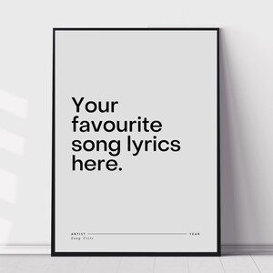 Personalised Song Lyrics Print Custom Lyrics Poster | Etsy