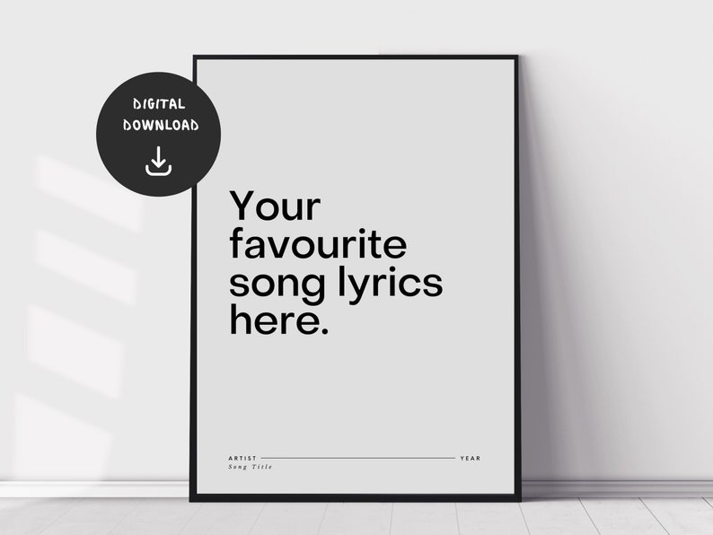 Personalised Song Lyrics Print Custom Lyrics Poster - Etsy