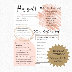 Get to Know You Questionnaire Moms Group Edition - Etsy
