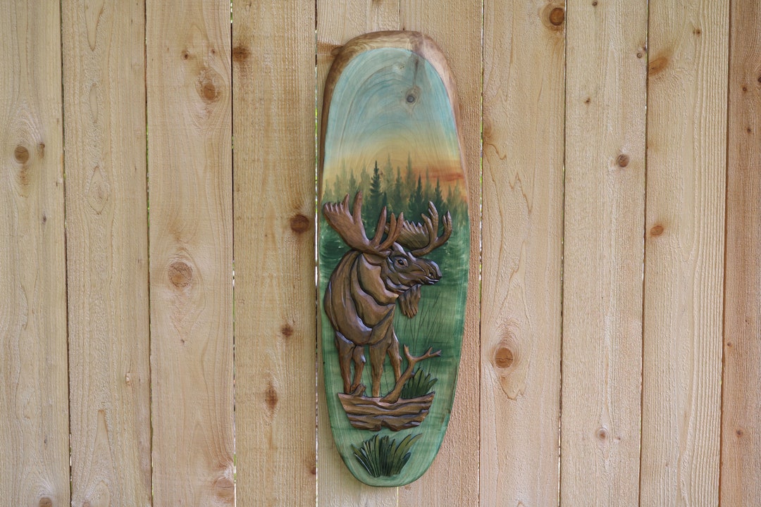 Moose by the Forest Intarsia Wall Art, Moose by the Forest Intarsia ...