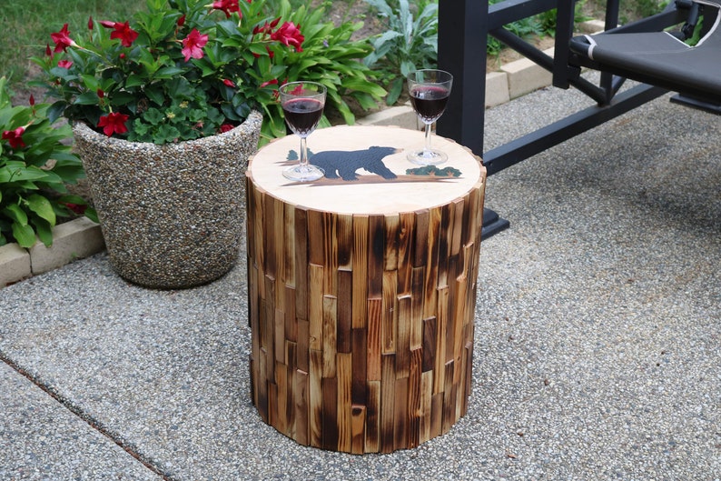 Bear Round Wooden End Table Bear Round End Table Bear Round | Etsy