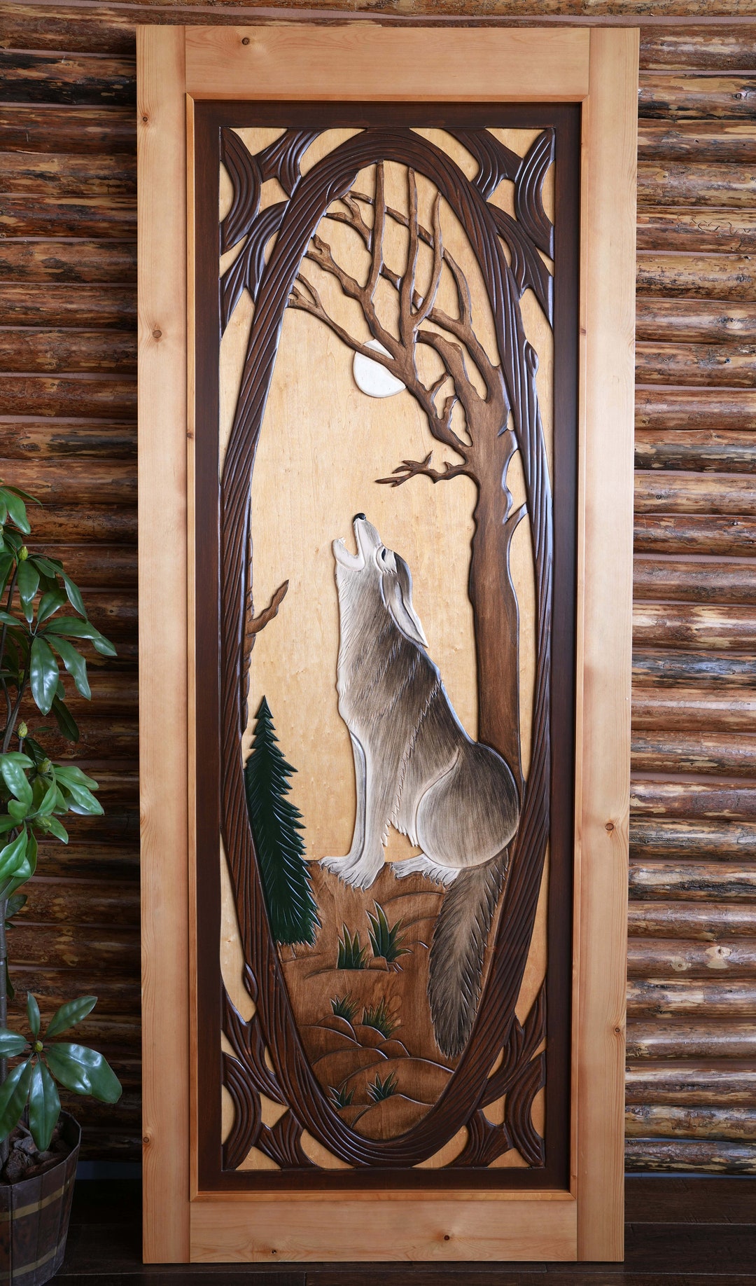 Wolf Pine Door, Handmade Wolf Pine Door, Handcrafted Pine Door, Wolf ...