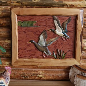 Two Ducks Intarsia Wood Wall Art, Two Ducks Intarsia Wood Art, Two ...