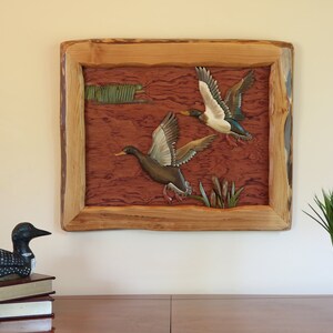 Two Ducks Intarsia Wood Wall Art, Two Ducks Intarsia Wood Art, Two ...
