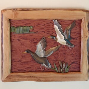 Two Ducks Intarsia Wood Wall Art, Two Ducks Intarsia Wood Art, Two ...