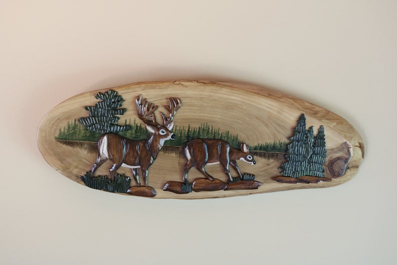 Deer Family Intarsia Wood Wall Art Deer Family Intarsia Wood - Etsy