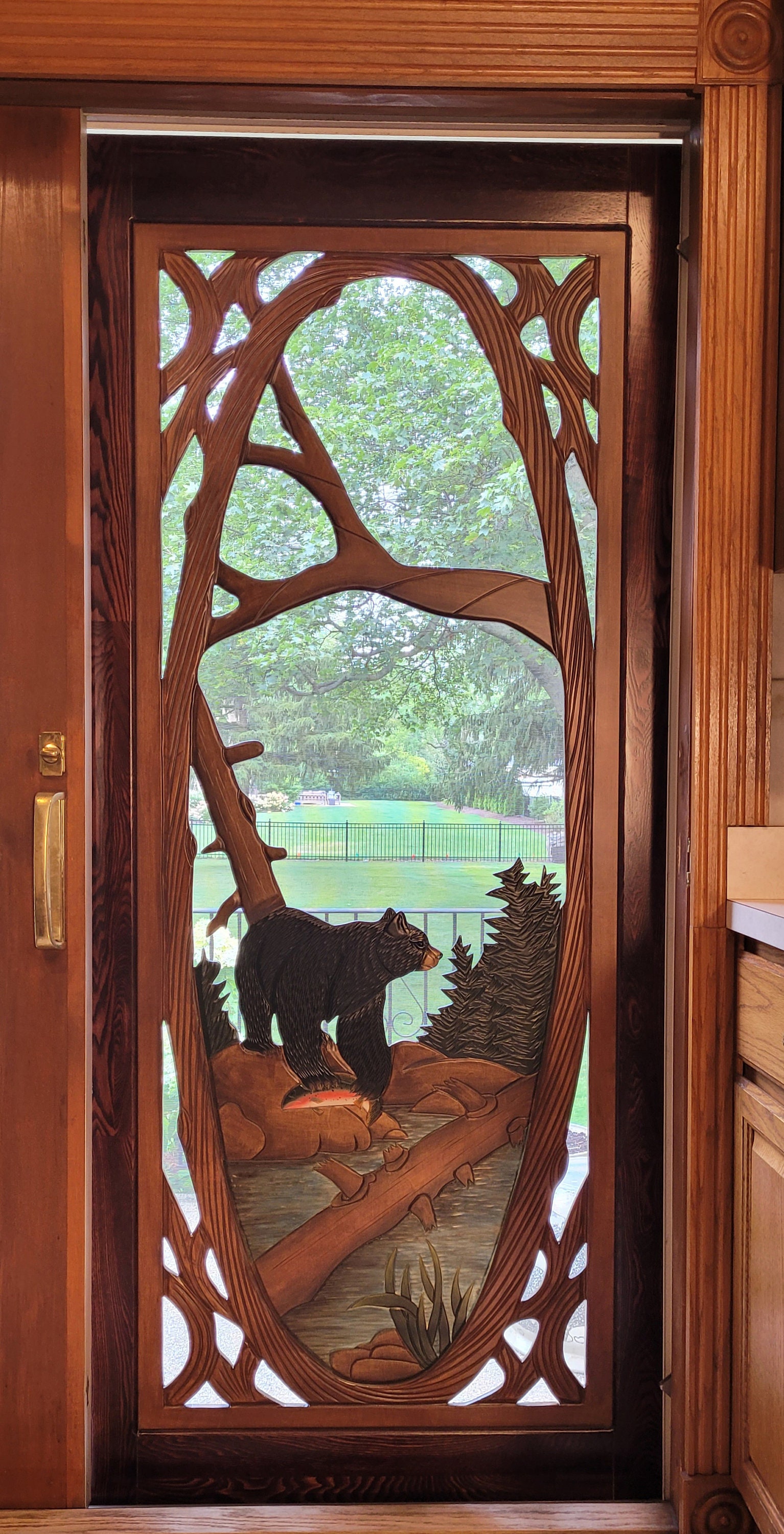 Rustic Bear and Fish Decorative Pine Screen Door for Cabin - Etsy