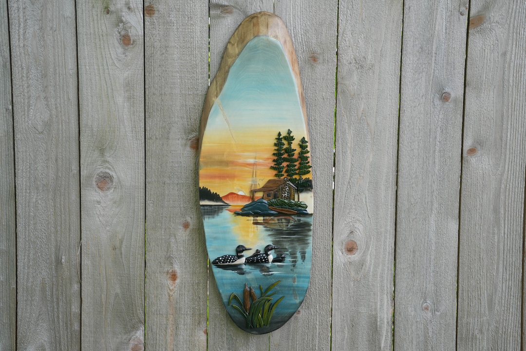 Loon Family Wood Wall Art, Loon Family Wood Art, Loon Family Intarsia ...