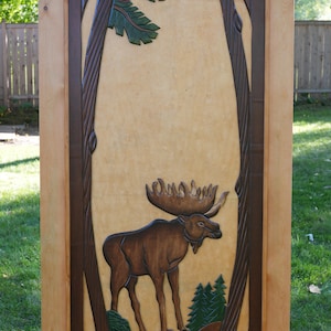 Moose Pine Door, Handmade Moose Pine Door, Handcrafted Pine Door, Moose ...