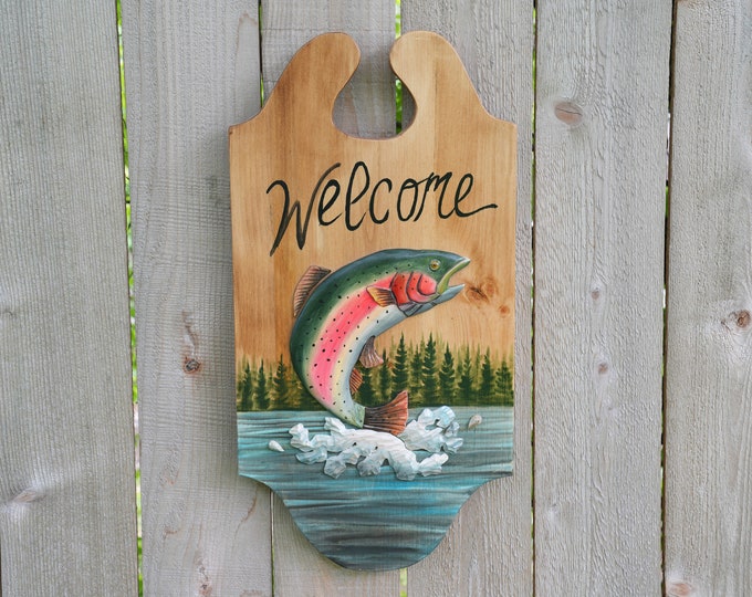 Welcome Trout, Rainbow Trout Wall Art, Rainbow Trout Intarsia Art ...