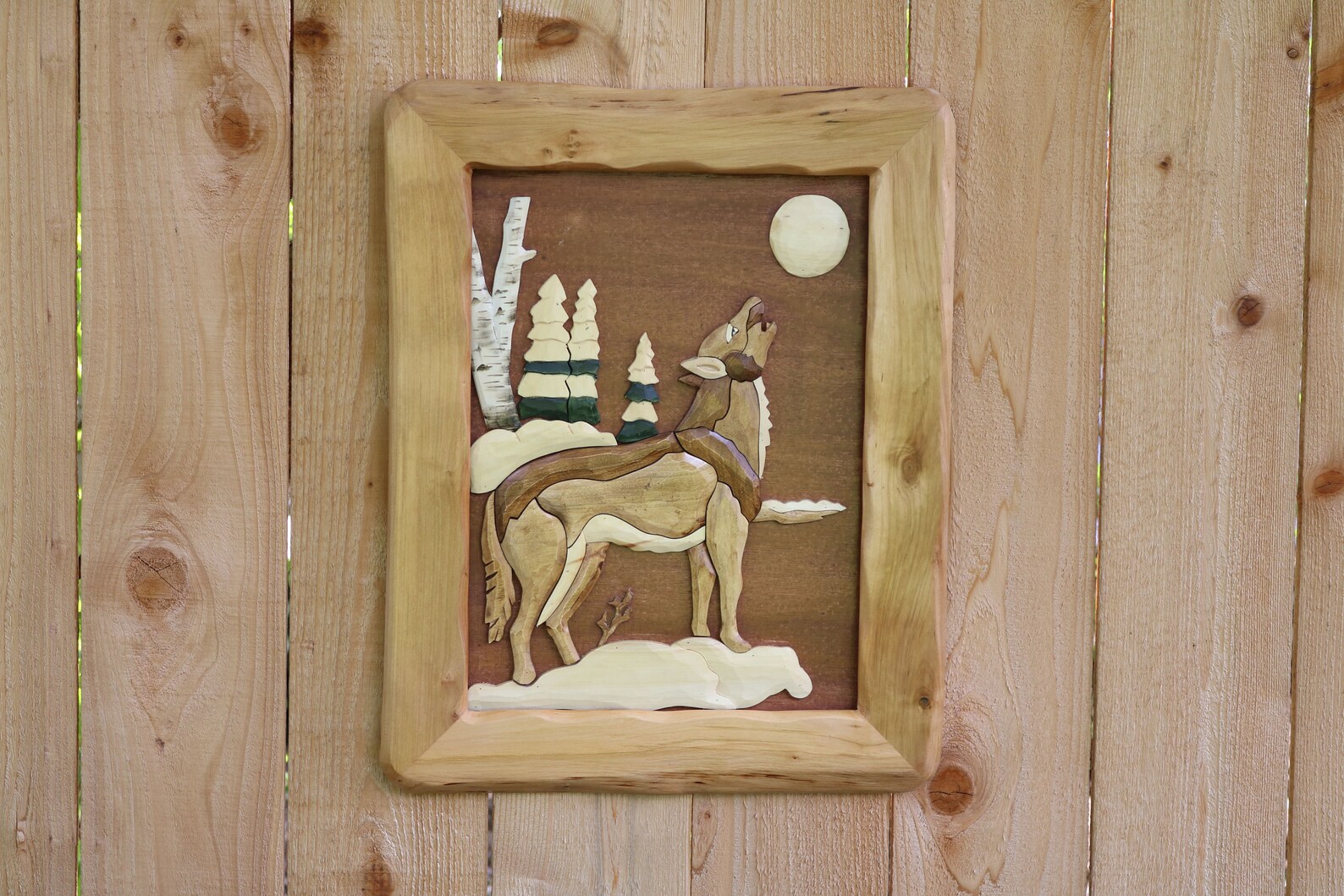 Wolf Howling Intarsia Wall Art Wolf Howling Intarsia Wood - Etsy