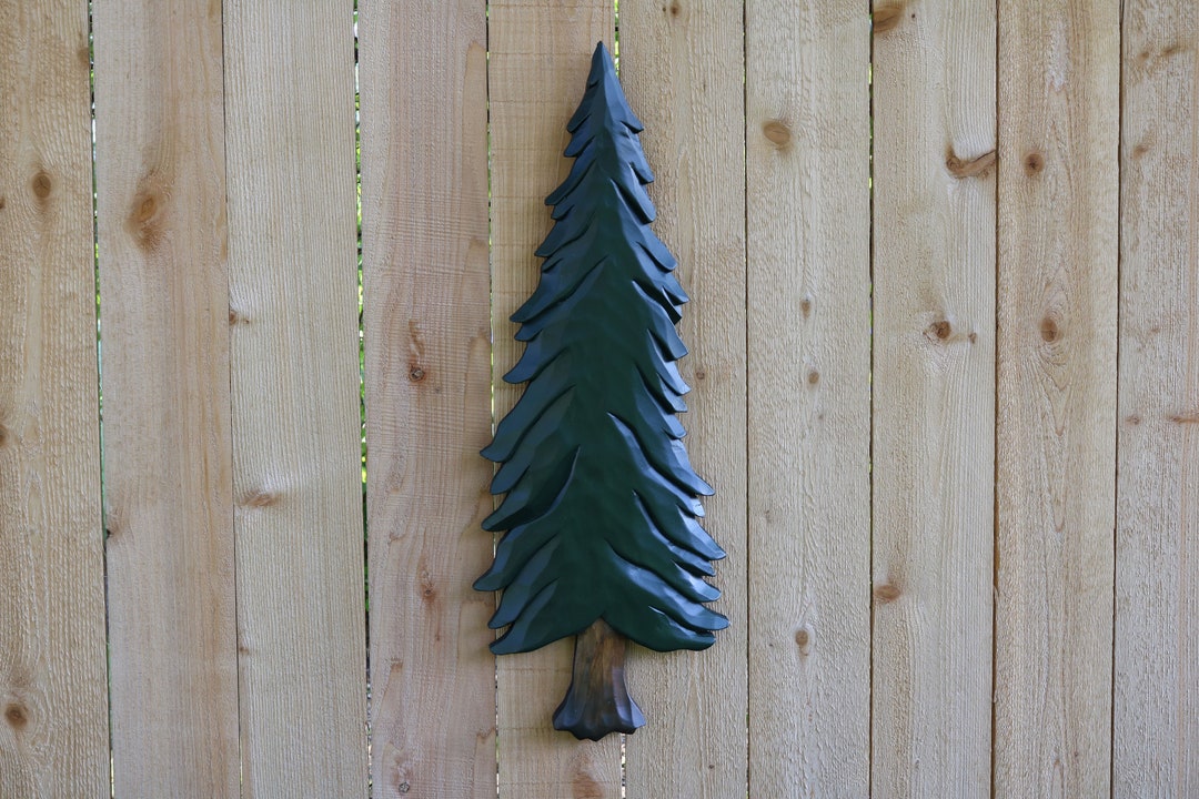 Artisan Medium Carved Pine Tree Wall Hanging - Etsy