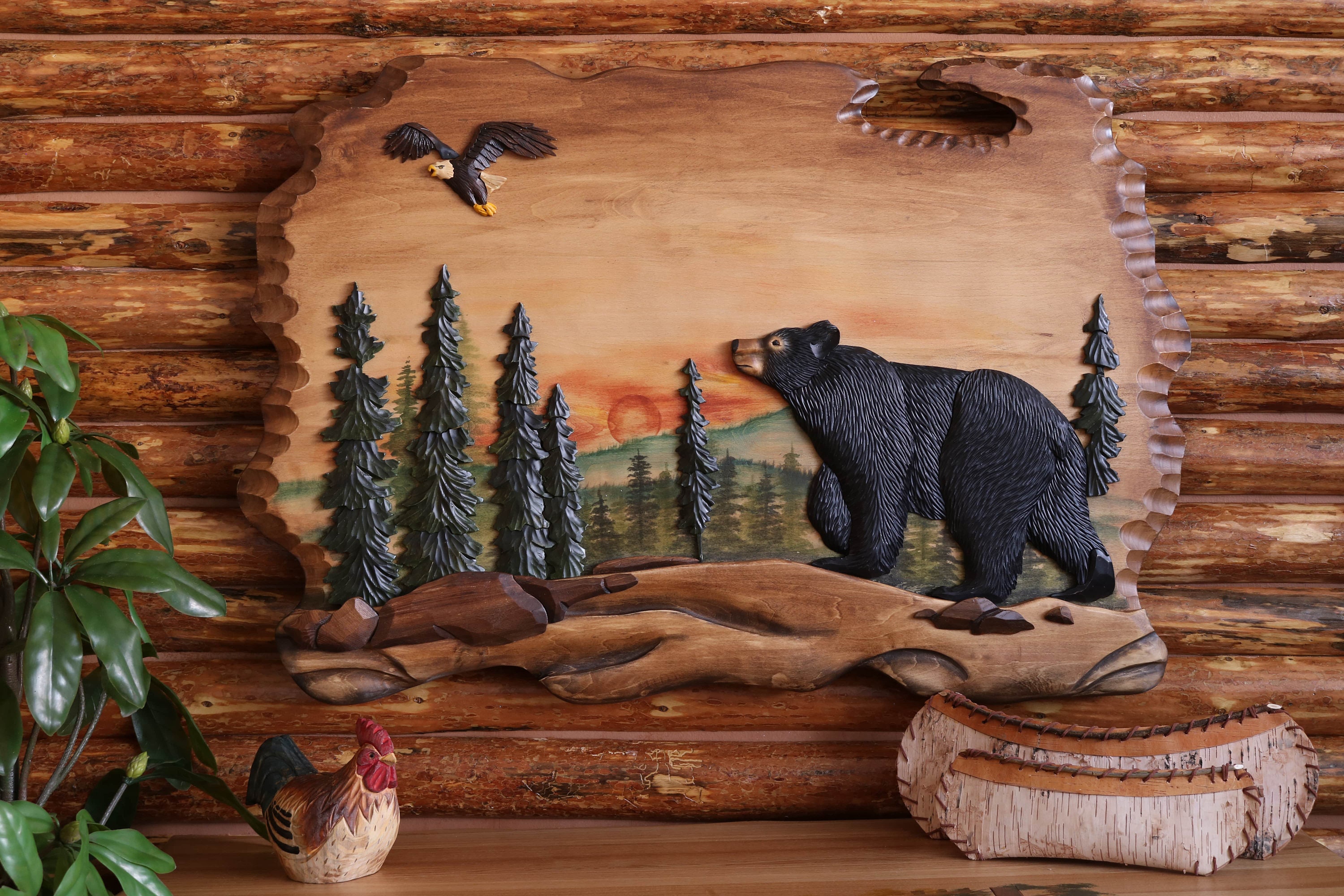 Handcrafted Wildlife Intarsia Wood Decor for Home and Cabin - Etsy
