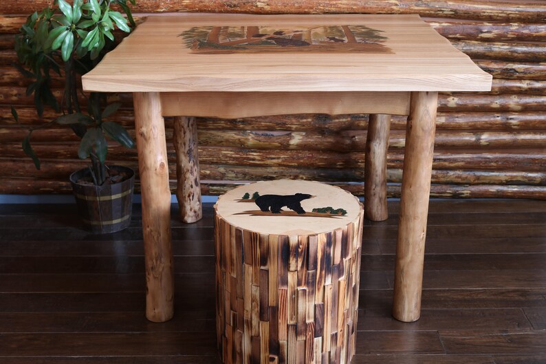 Bear Round Wooden End Table Bear Round End Table Bear Round | Etsy