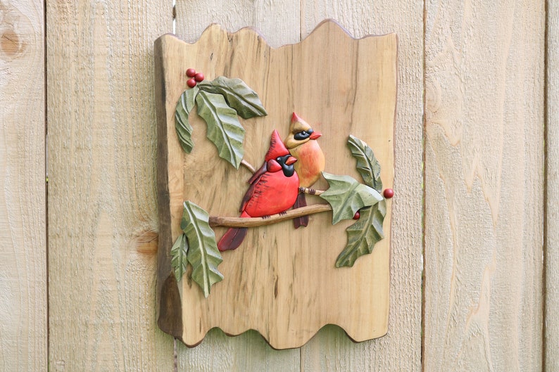 Red Cardinals Intarsia Wall Art Handcrafted Red Cardinals - Etsy