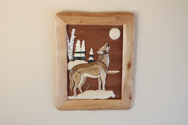 Wolf Howling Intarsia Wall Art Wolf Howling Intarsia Wood - Etsy