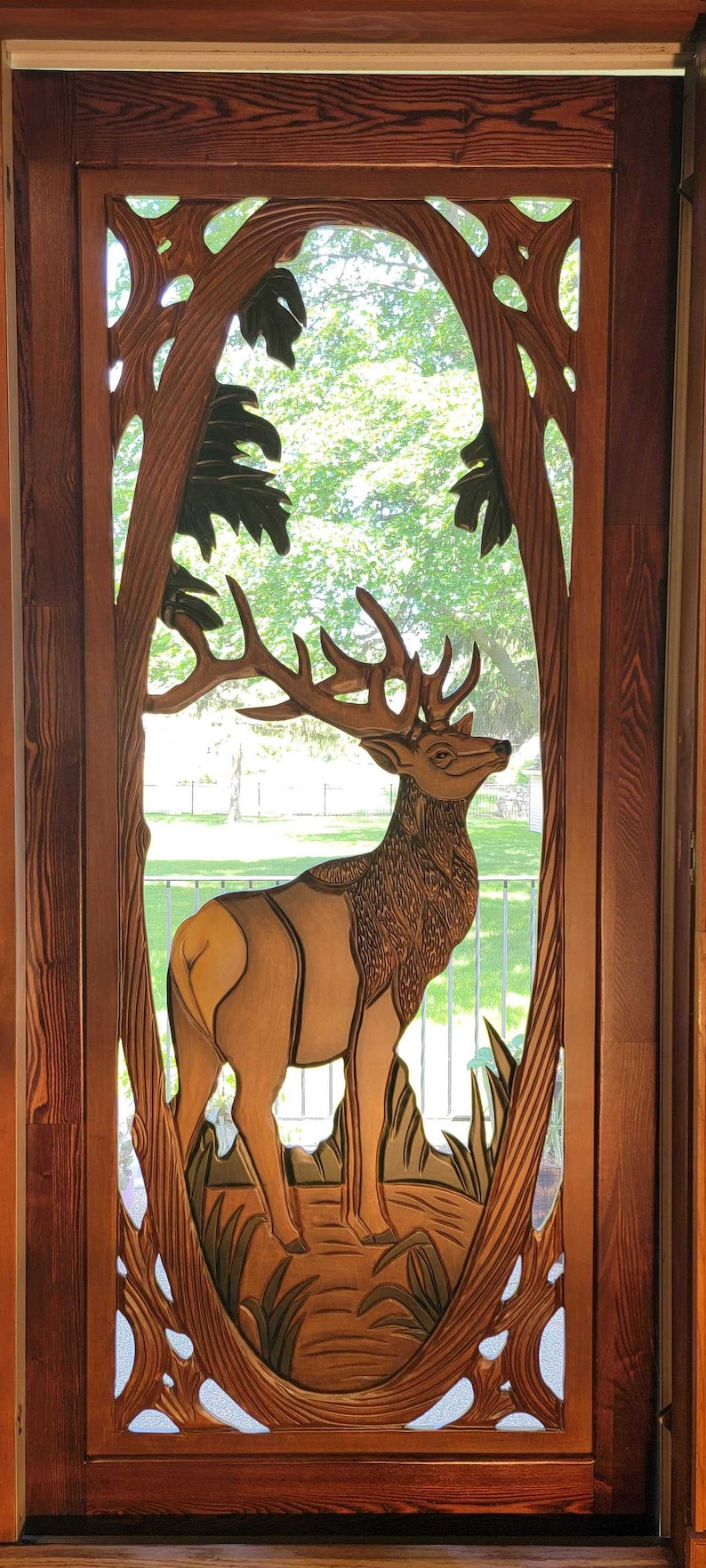 Elk Screen Door, Handmade Screen Door, Handcrafted Elk Screen Door, Elk ...