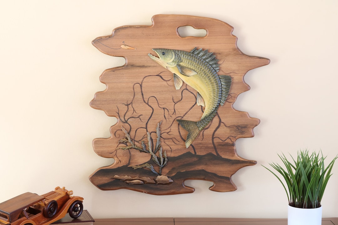Bass Wood Wall Art, Bass Wood Art, Bass Intarsia Art, Bass Cabin Decor ...