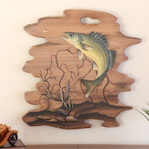 Bass Wood Wall Art, Bass Wood Art, Bass Intarsia Art, Bass Cabin Decor ...