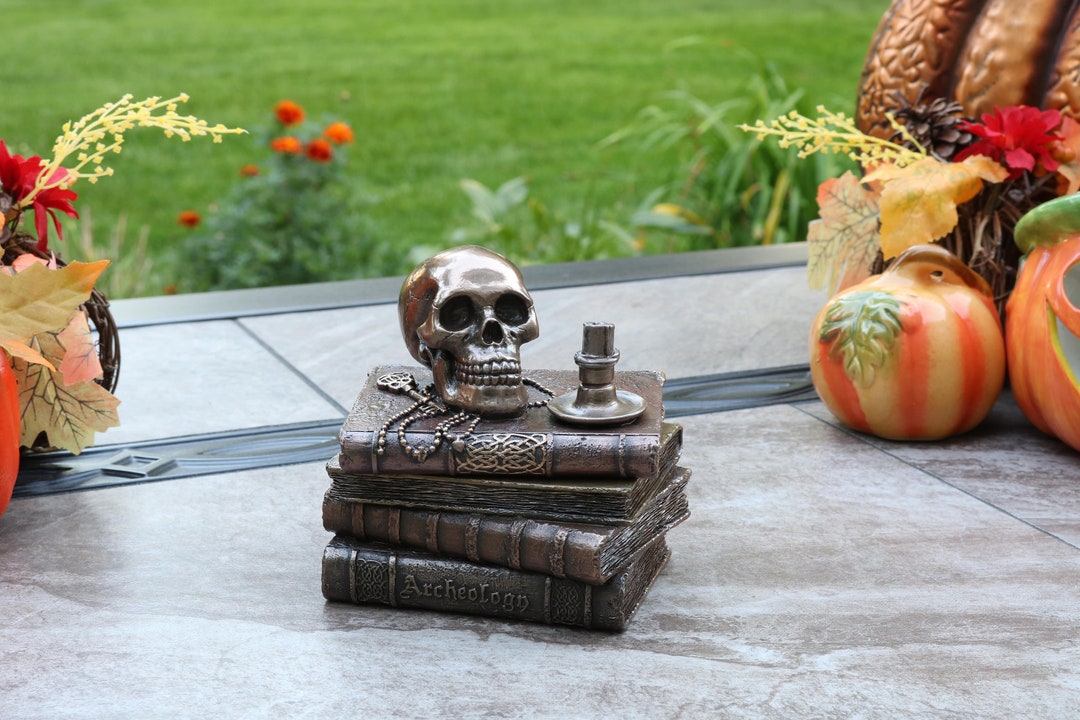 Handmade Trinket Box, Wizards Study Trinket Box, Skull and Candle ...
