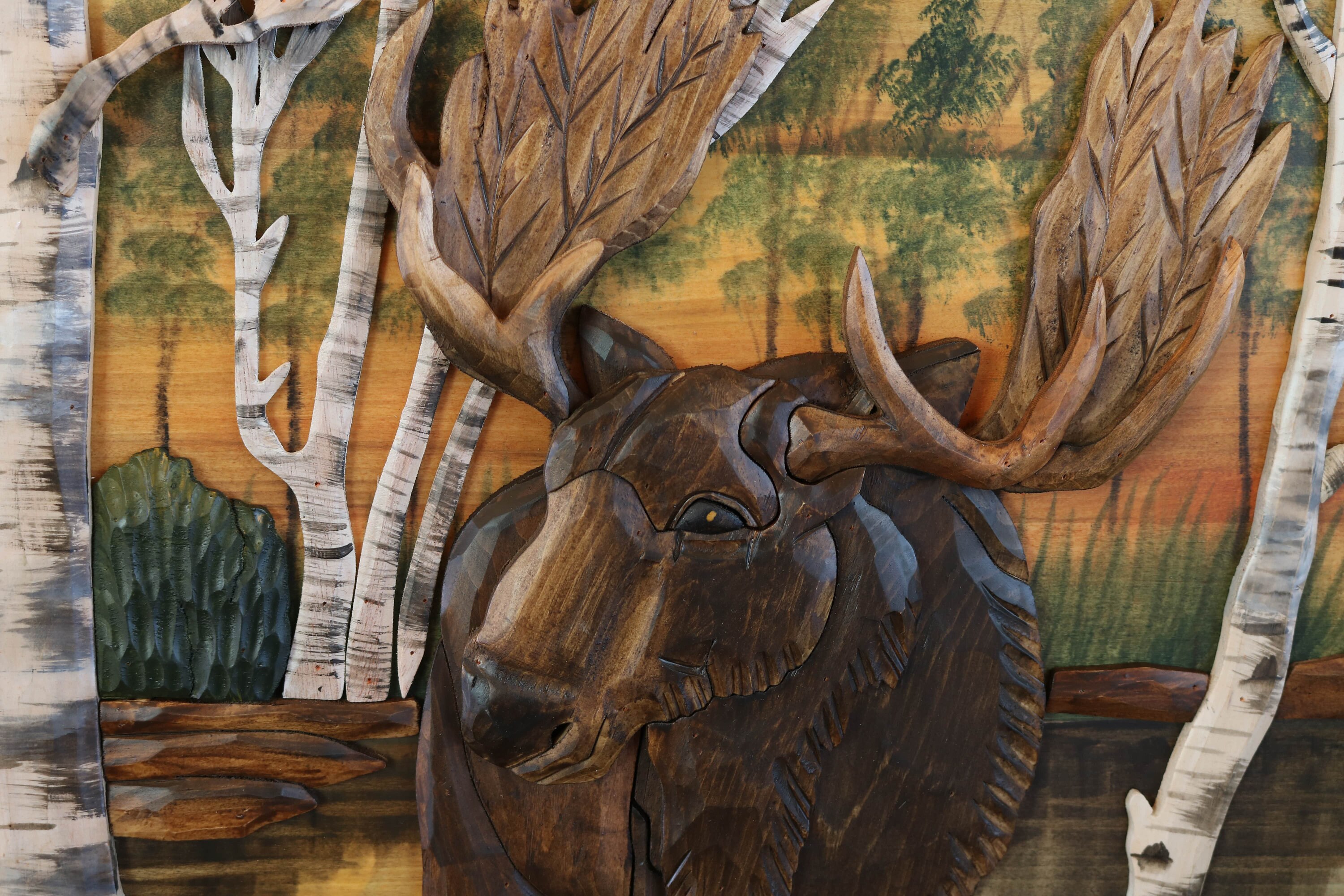 Moose Along the Lake Intarsia Wood Wall Art Moose Along the - Etsy