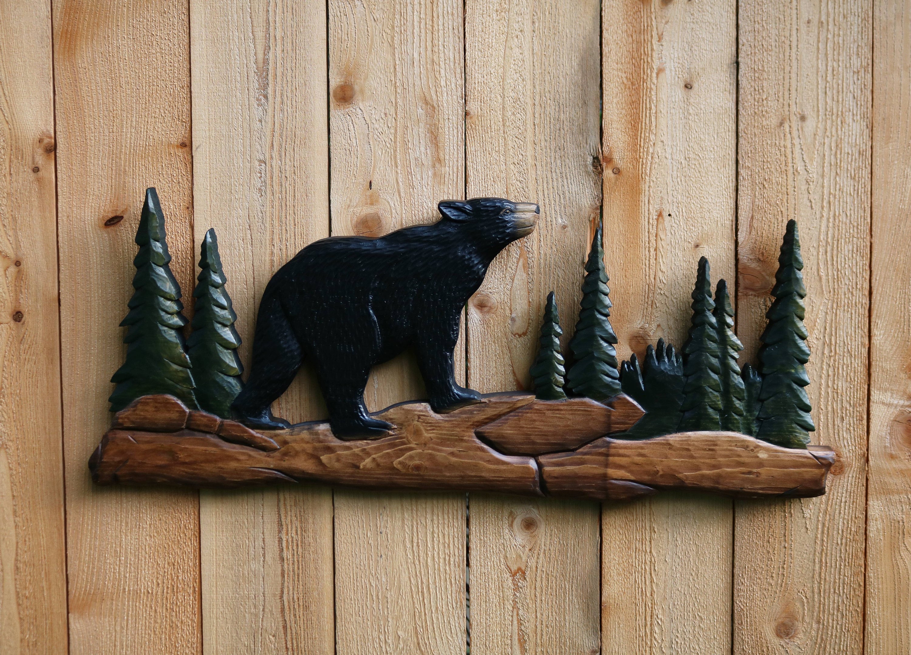 Bear Trees Intarsia Wood Wall Art Bear Trees Intarsia Wood - Etsy