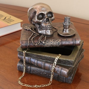 Handmade Trinket Box, Wizards Study Trinket Box, Skull and Candle ...