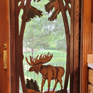 Moose Screen Door, Moose Pine Screen Door, Moose Frolicking Screen Door ...