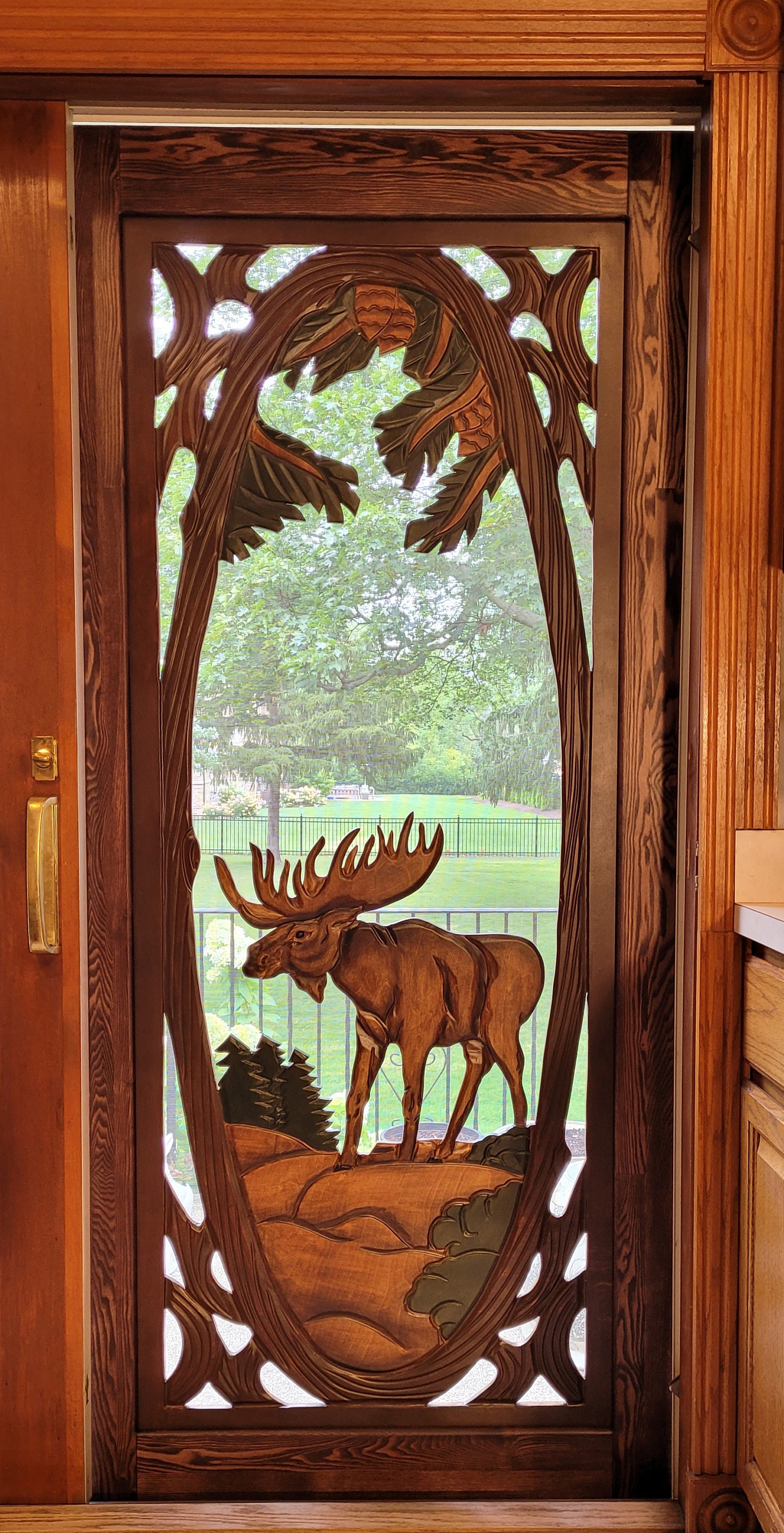 Moose Screen Door, Moose Pine Screen Door, Moose Frolicking Screen Door ...