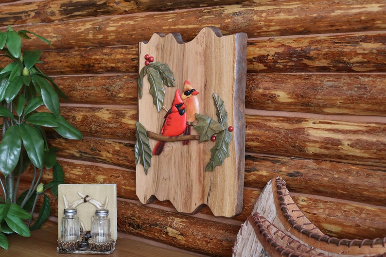 Red Cardinals Intarsia Wall Art Handcrafted Red Cardinals - Etsy