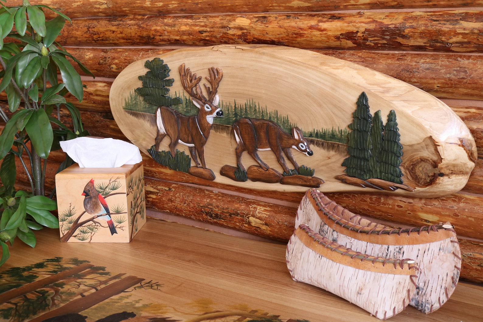 Deer Family Intarsia Wood Wall Art Deer Family Intarsia Wood - Etsy