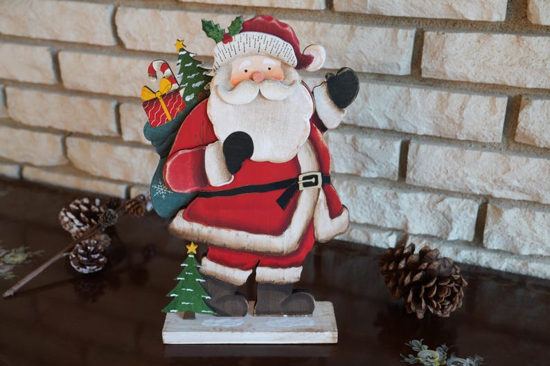 Handcrafted Wooden Santa, Santa Christmas Decor, Handmade Santa ...