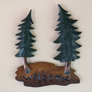 Welcome Pine Trees Wood Wall Art, Welcome Pine Trees Wood Art, Welcome ...