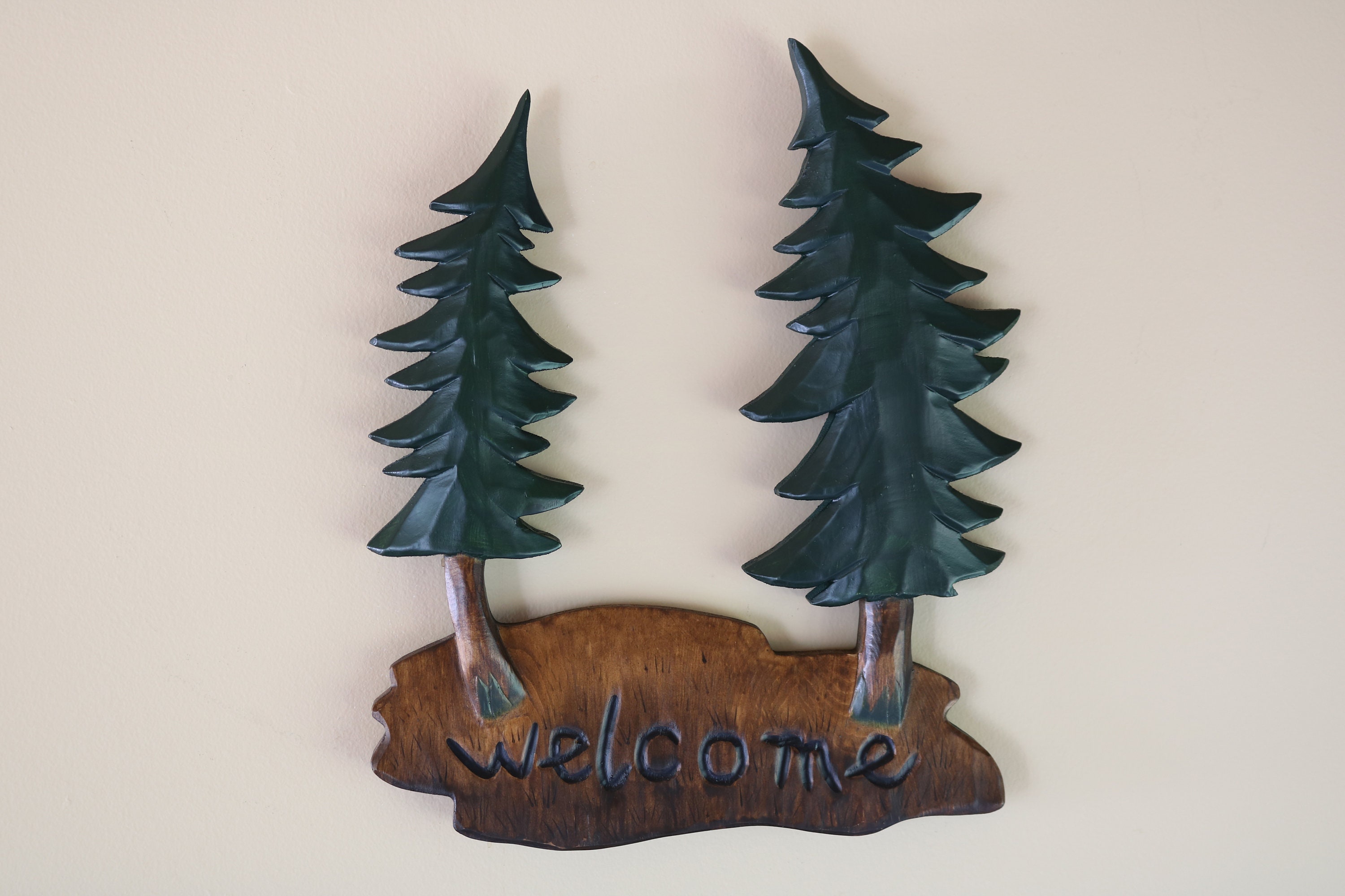 Welcome Pine Trees Wood Wall Art Welcome Pine Trees Wood Art | Etsy