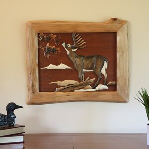 Deer Eating Leaves Intarsia Wood Wall Art, Deer Eating Leaves Intarsia ...