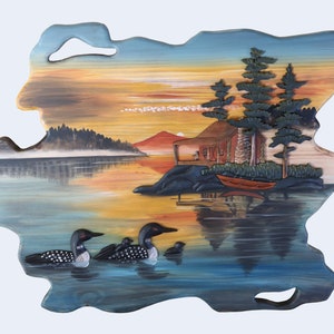 Loon Family Wood Wall Art, Loon Family Wood Art, Loon Family Intarsia ...