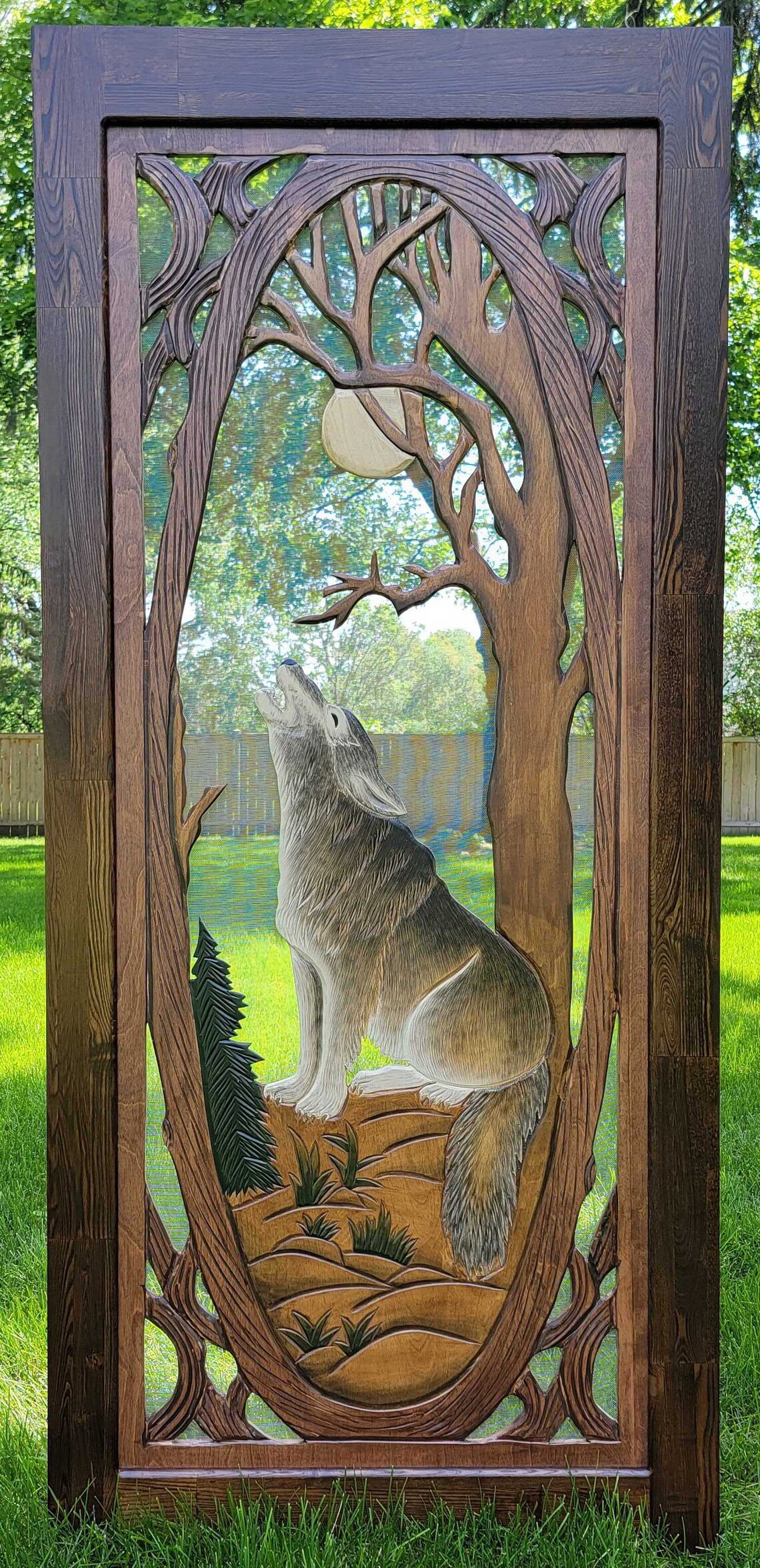 Wolf Screen Door Wolf Pine Screen Door Handmade Wolf Screen - Etsy
