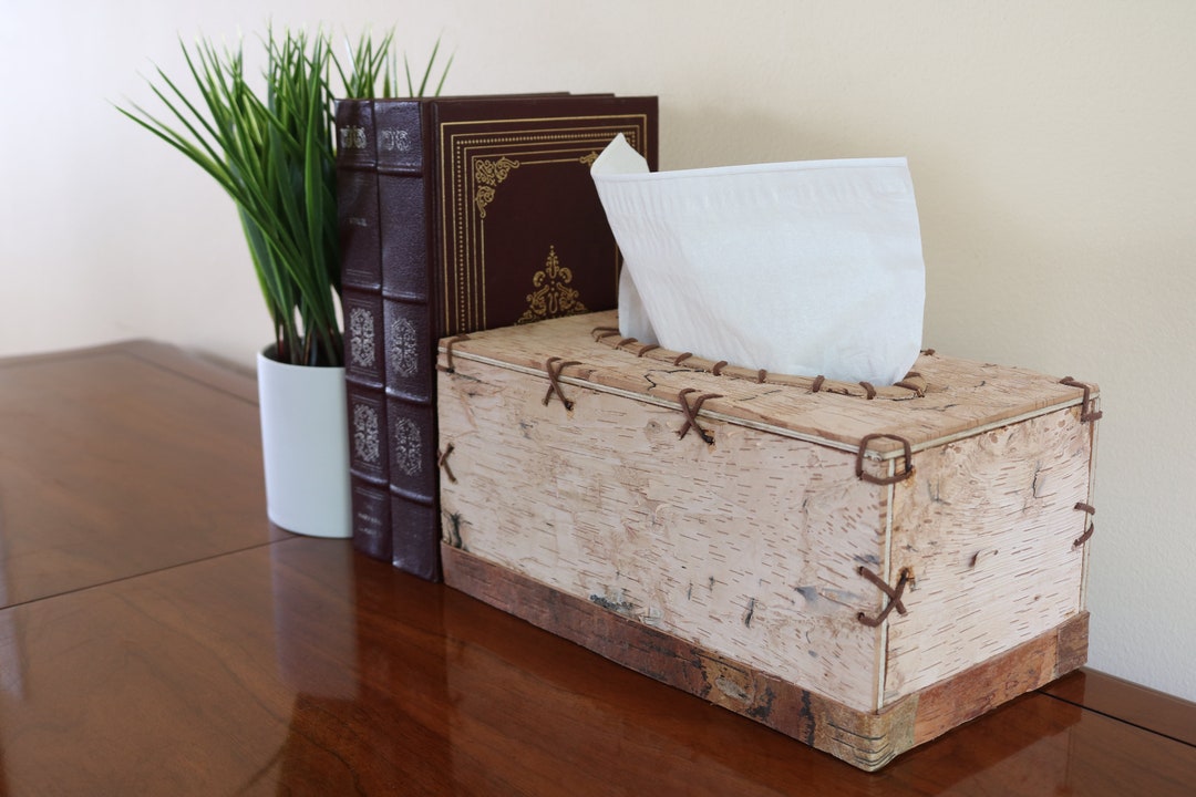 Handmade Rectangular Birch Wood Tissue Box, Handcrafted Rectangular ...