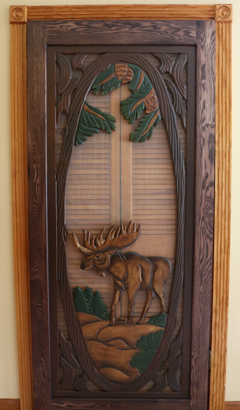 Moose Screen Door, Moose Pine Screen Door, Moose Frolicking Screen Door ...