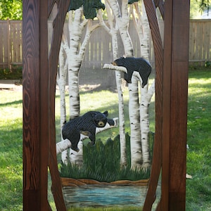 Bears on Tree Screen Door, Bear Pine Screen Door, Handmade Bear Screen ...