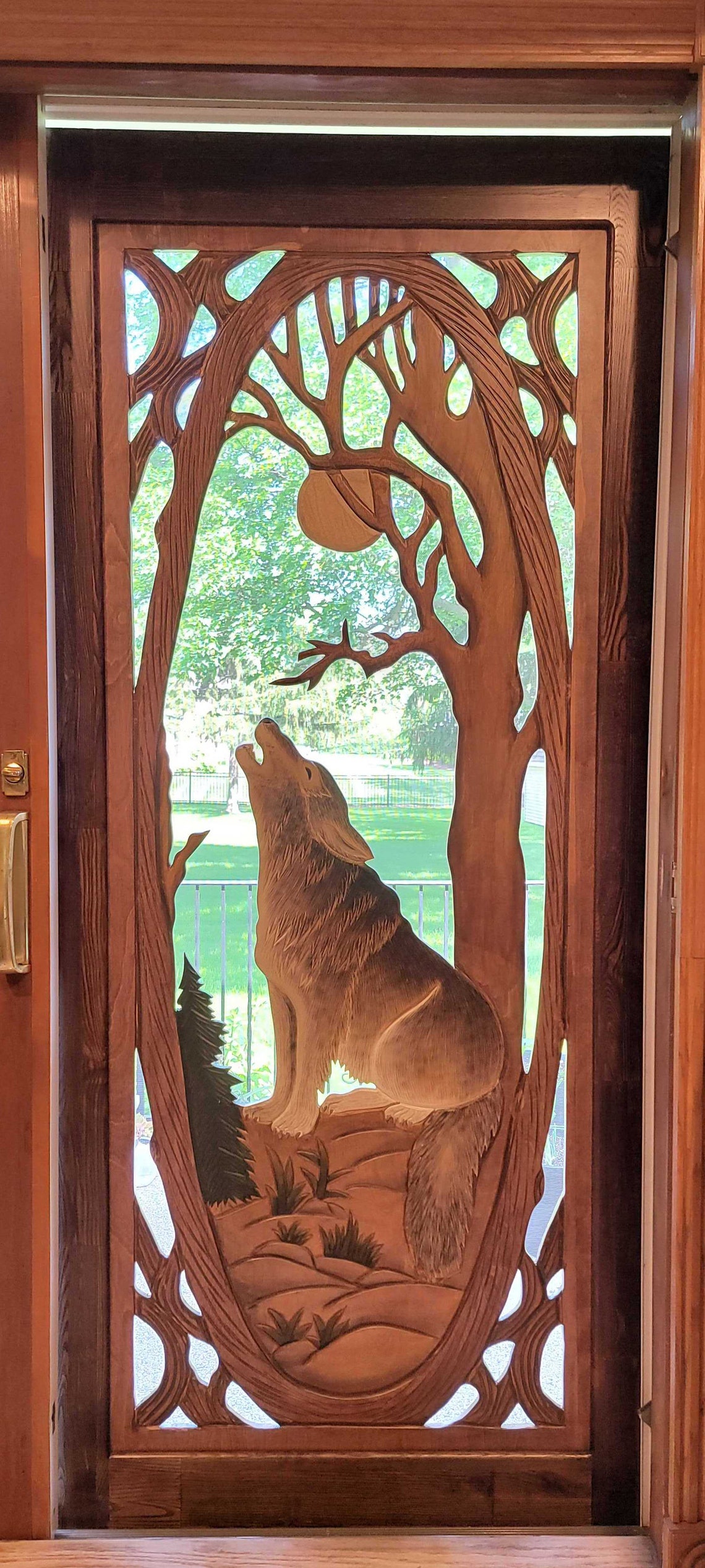Wolf Screen Door Wolf Pine Screen Door Handmade Wolf Screen - Etsy