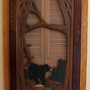 Rustic Bear and Fish Decorative Pine Screen Door for Cabin - Etsy