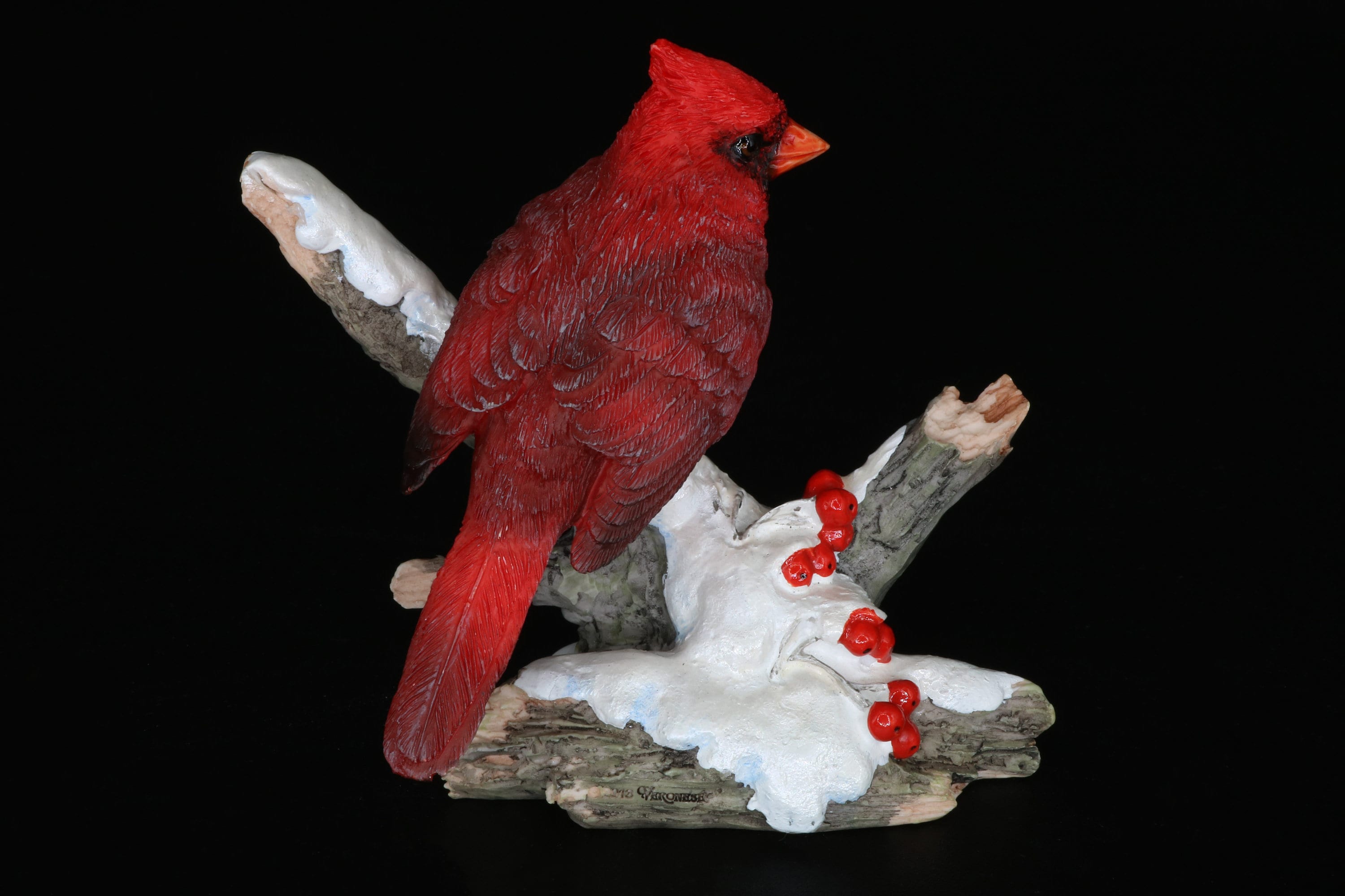 Handmade Red Cardinal, Red Cardinal on Snowy Tree Branch, Red Cardinal ...