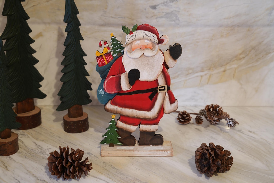 Handcrafted Wooden Santa, Santa Christmas Decor, Handmade Santa ...